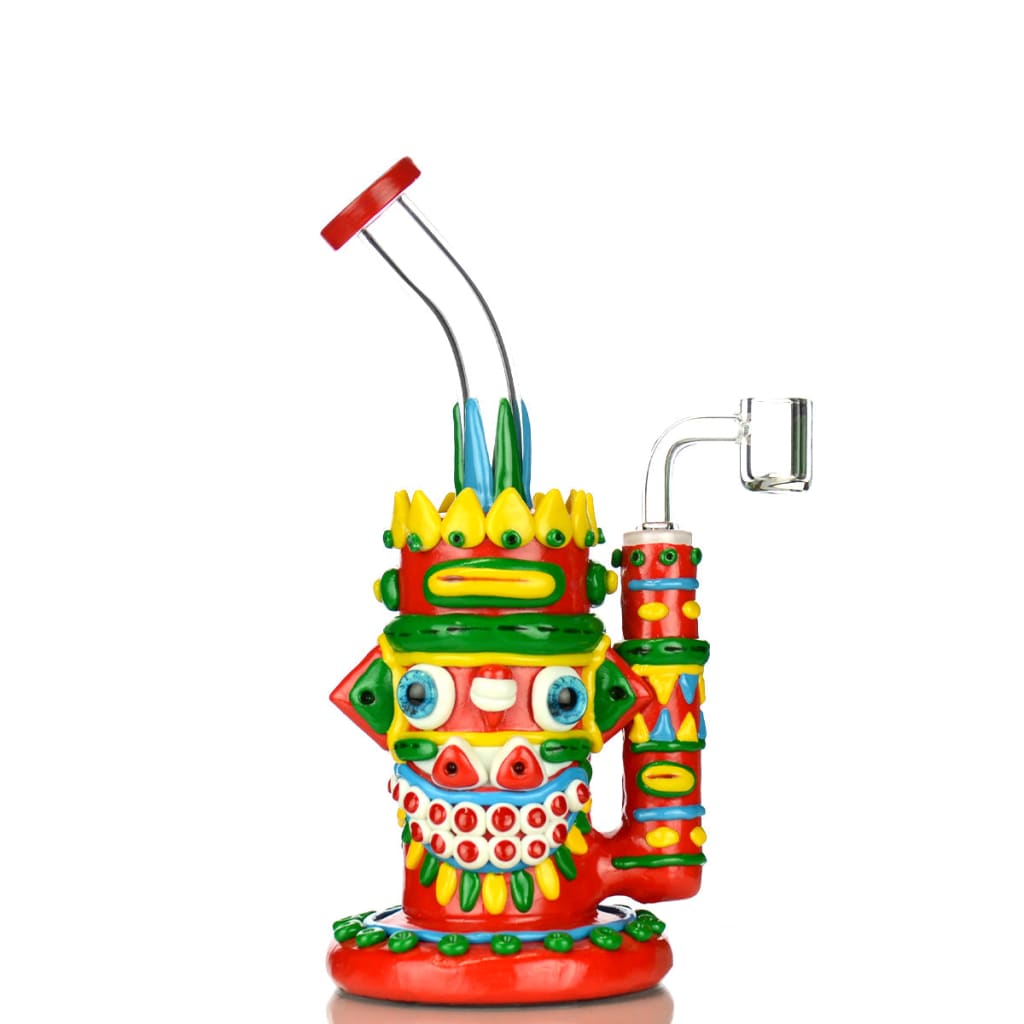10" 3d Aztec Art Water Pipe Rig With 14mm Male Banger – Mile High Glass ...