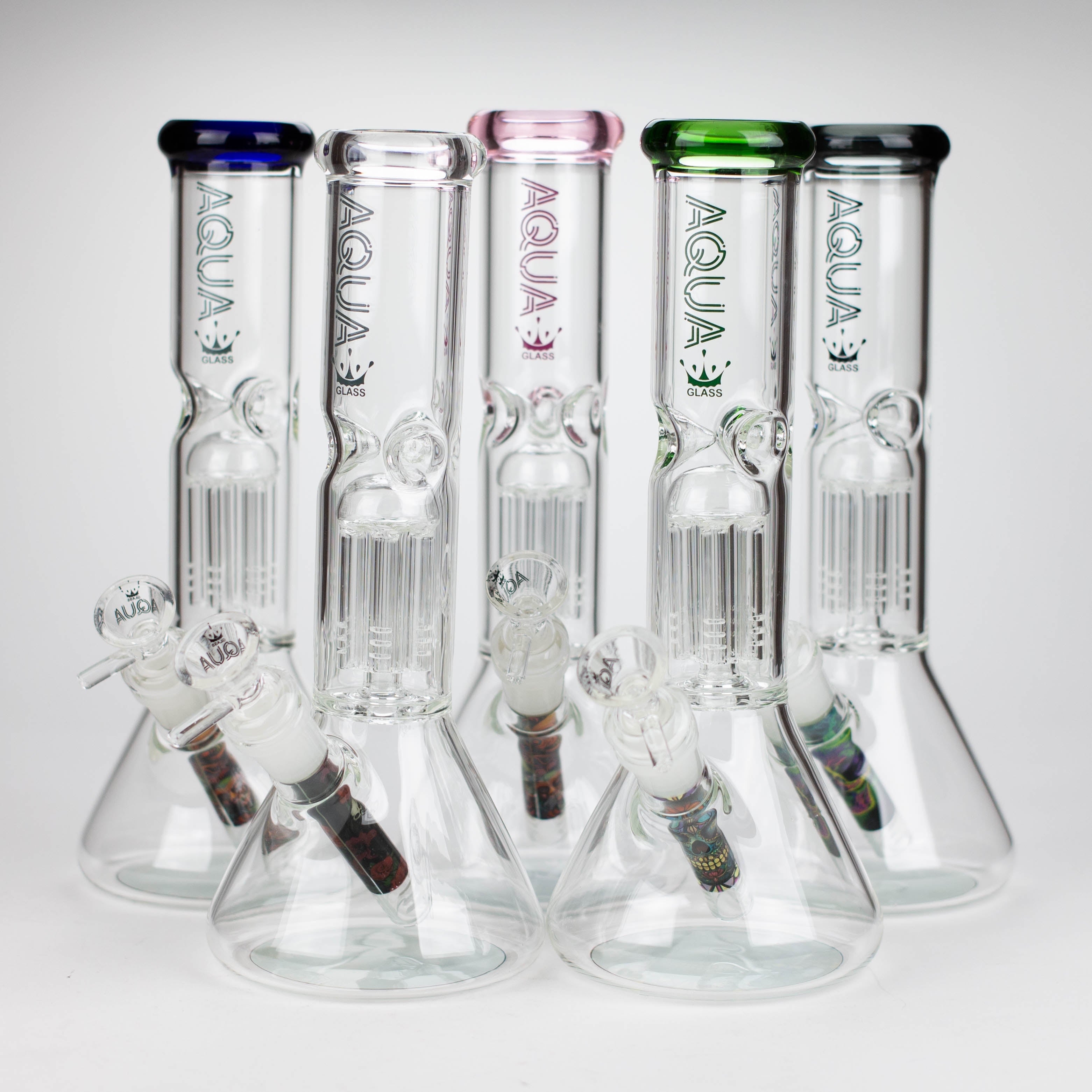 AQUA 10.5" Single tree arm glass water pipes with silicone cap – MHGP