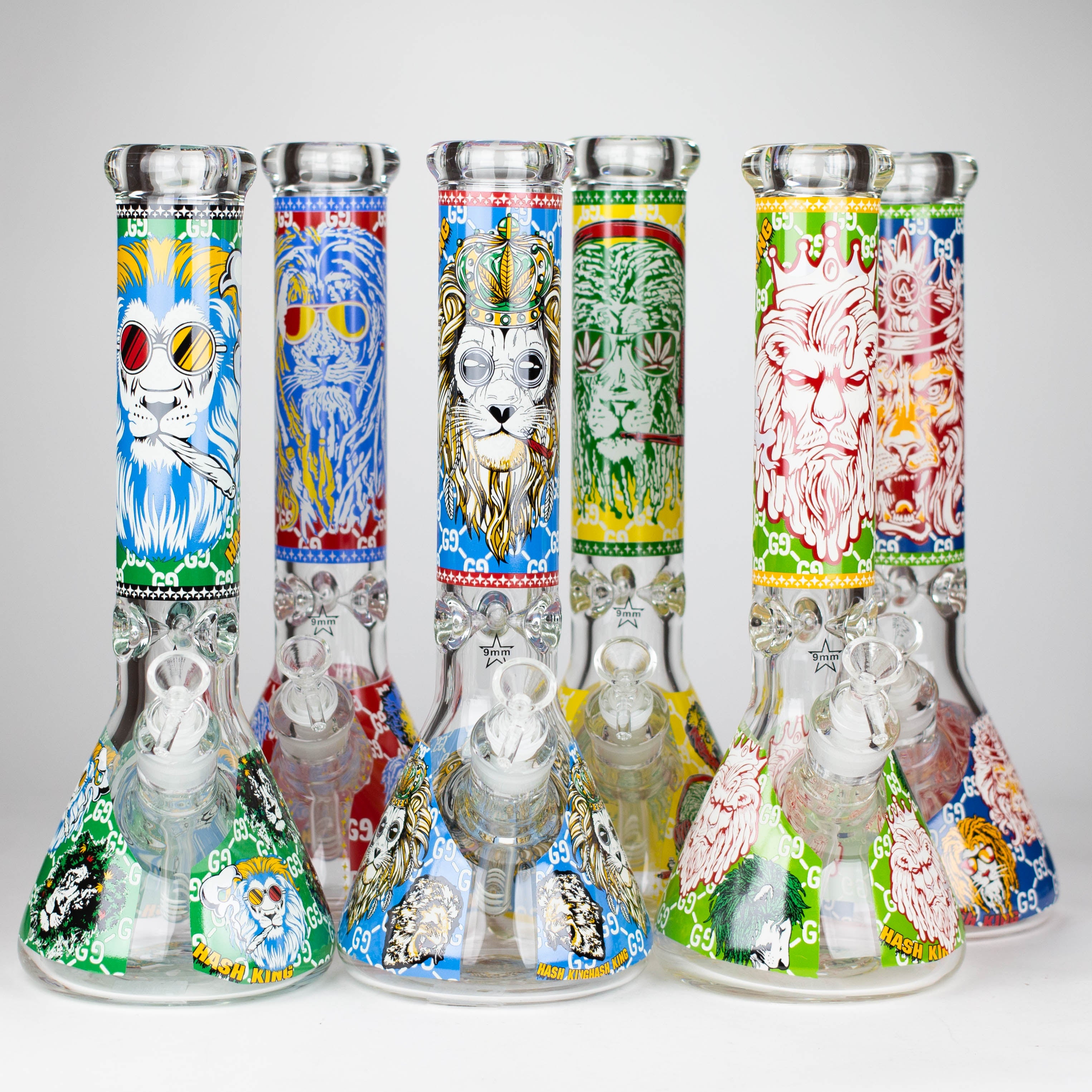 Hash King Lion Glow 9mm glass pipes 14" – MHGP