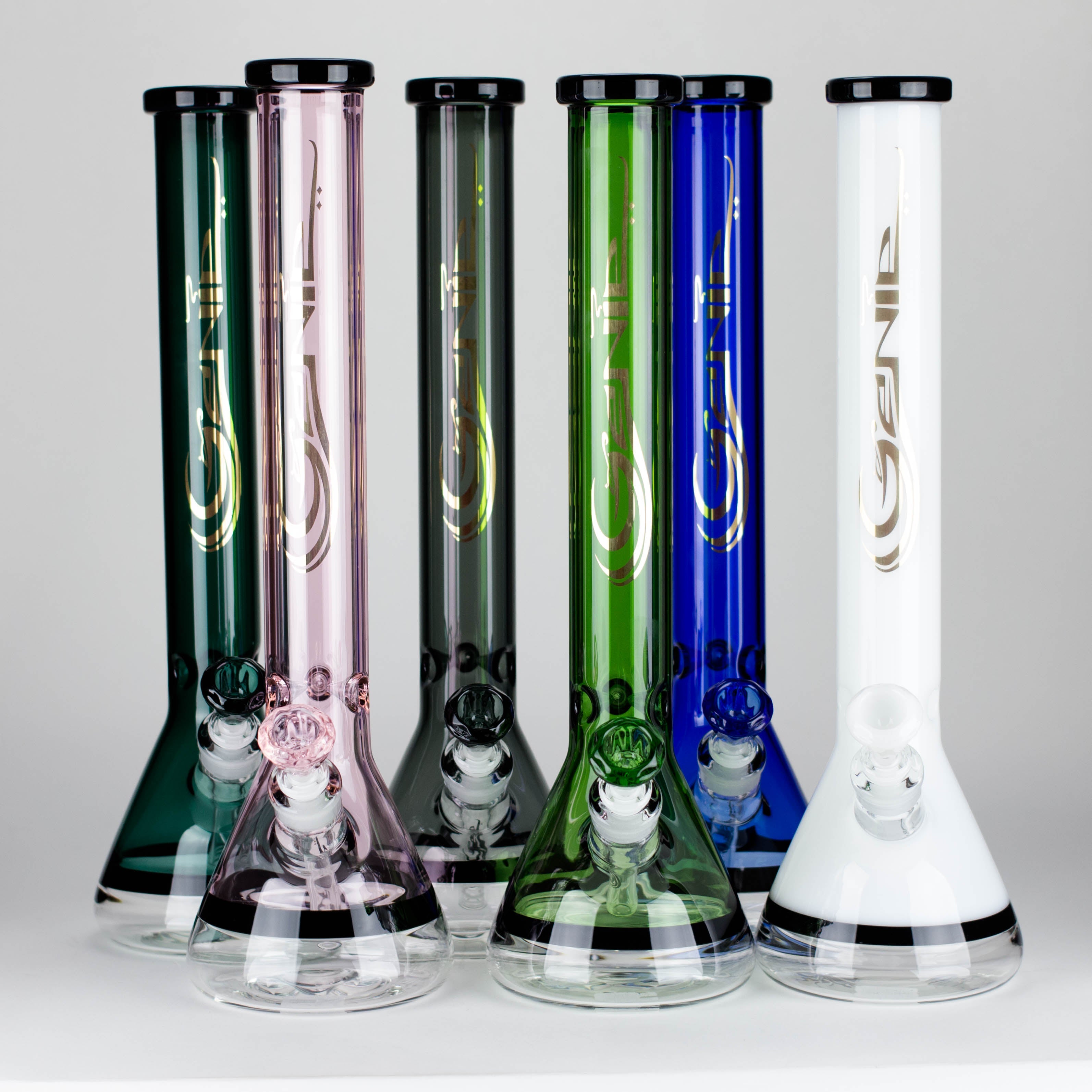 Genie 18" 9 mm color tube and clear bottom beaker water pipe – MHGP
