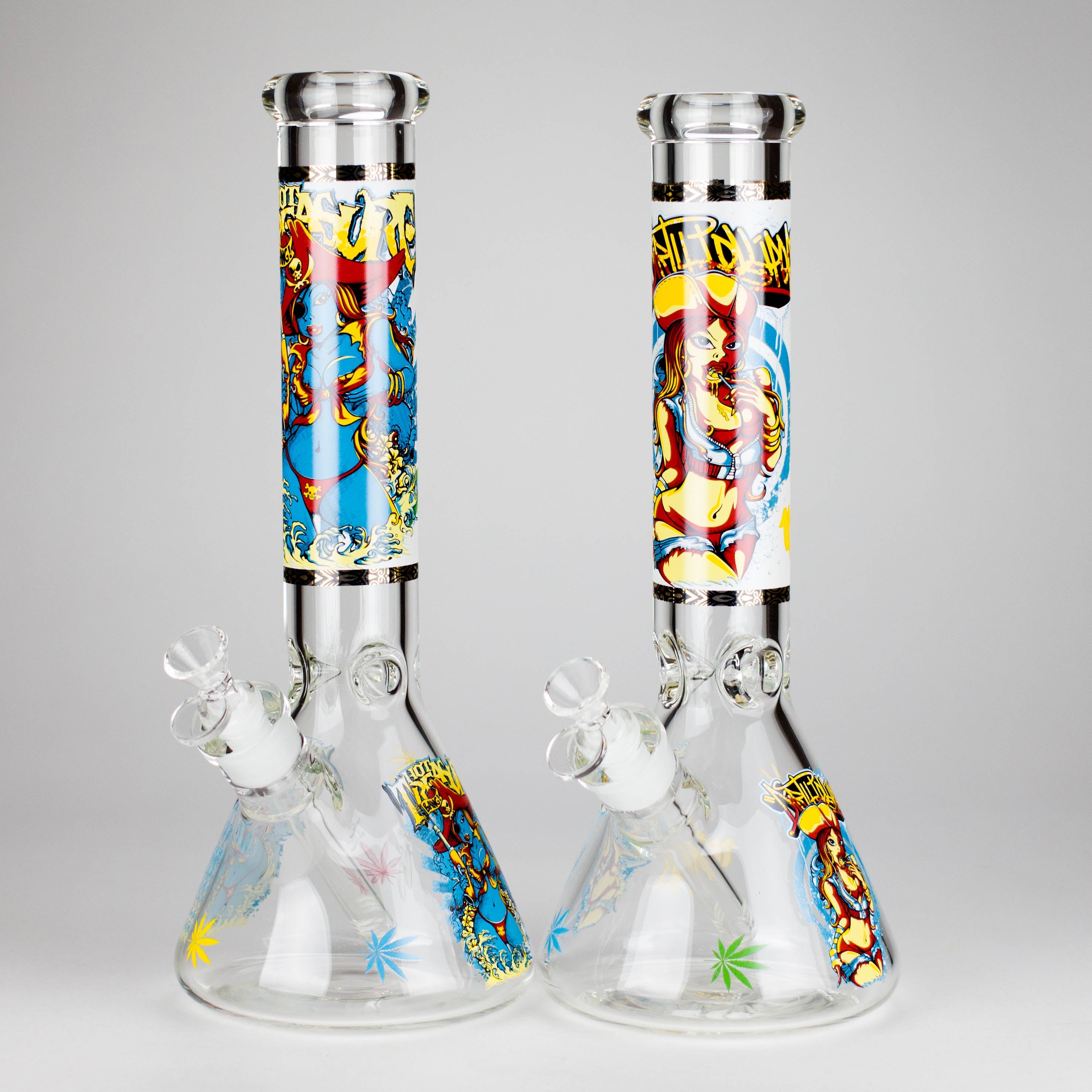 14" 7 mm Glass Water Pipes With Pirate Design | Mile High Gl – MHGP