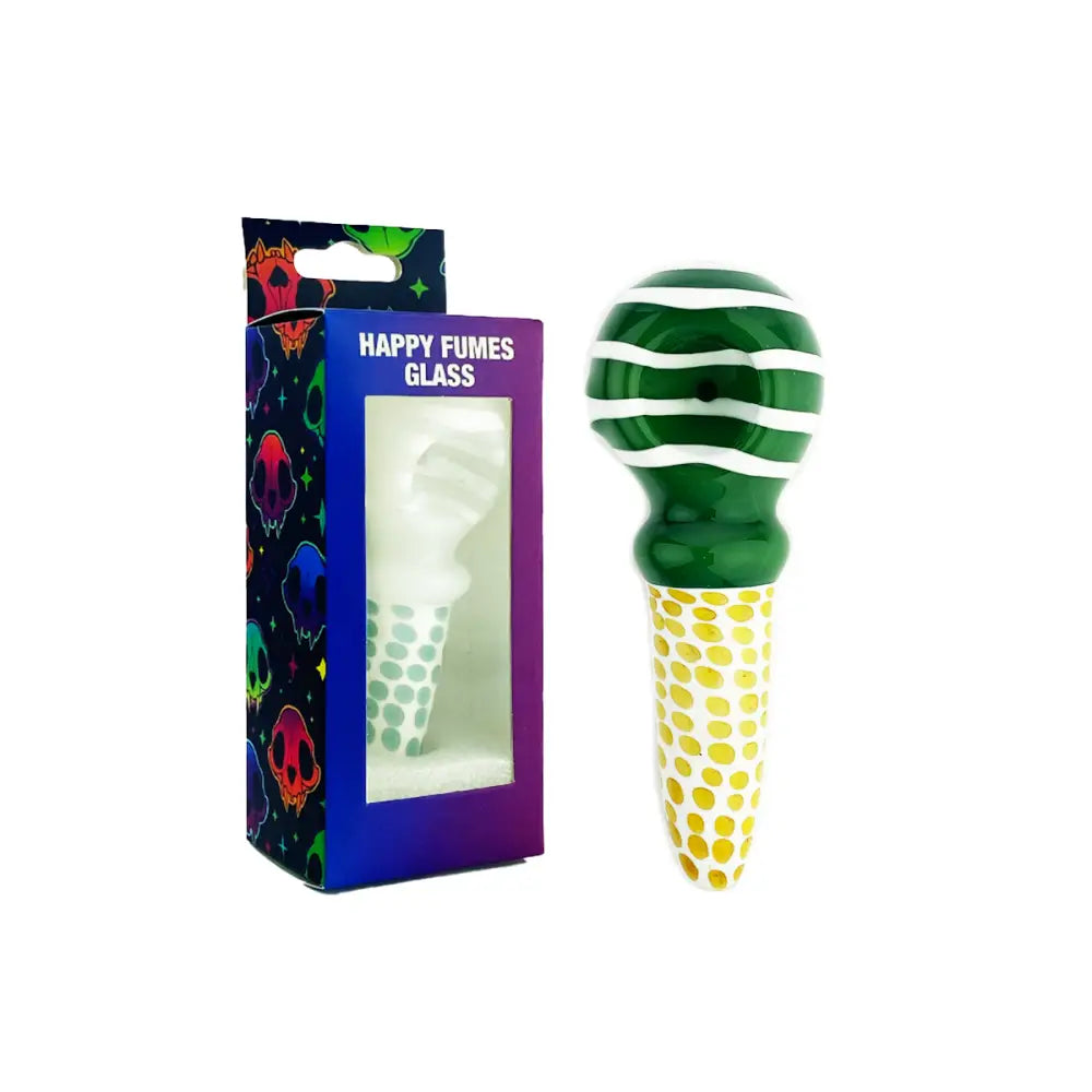 HAPPY FUMES GLASS 4.5" Hand Pipe Spoon with Dot Art – Mile High Glass Pipes