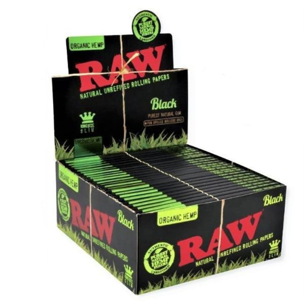 Raw Organic Hemp Black King Size Slim Rolling Papers – MHGP