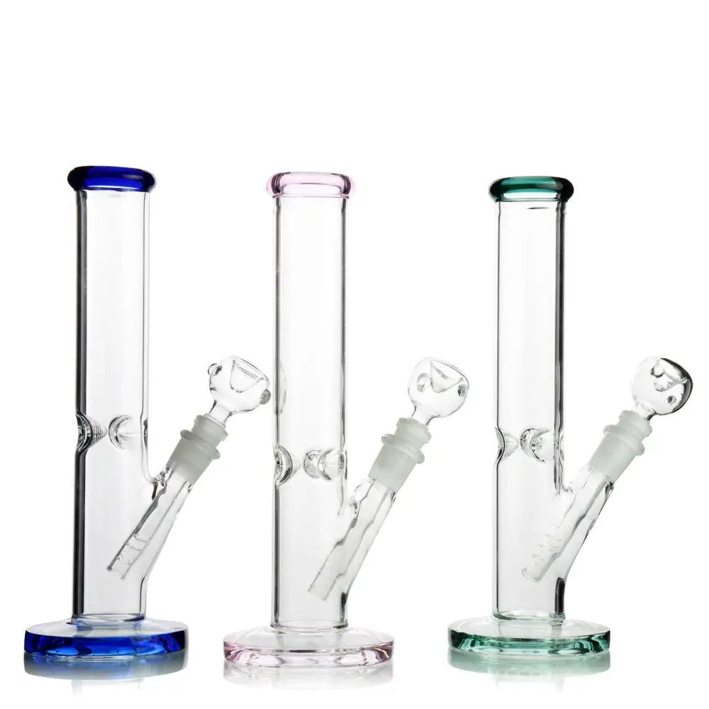 Straight Tube Water Pipe with Ice Catcher and Colored Accents – MHGP
