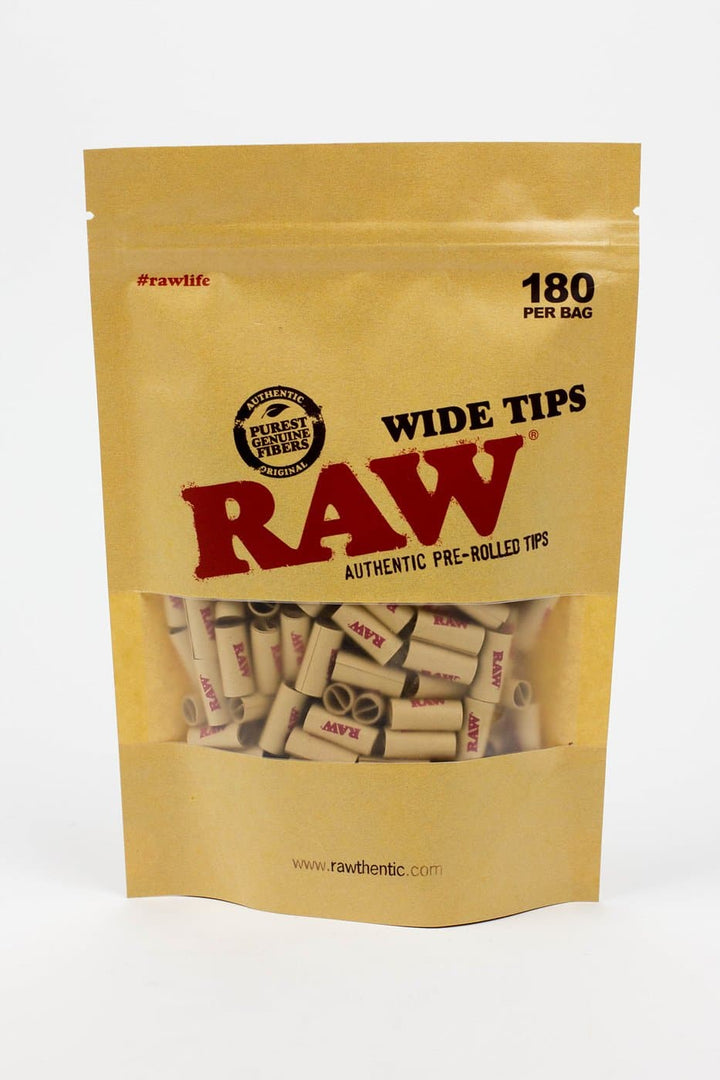 Raw Rolling paper pre-rolled WIDE filter tips Bag of 180 – MHGP