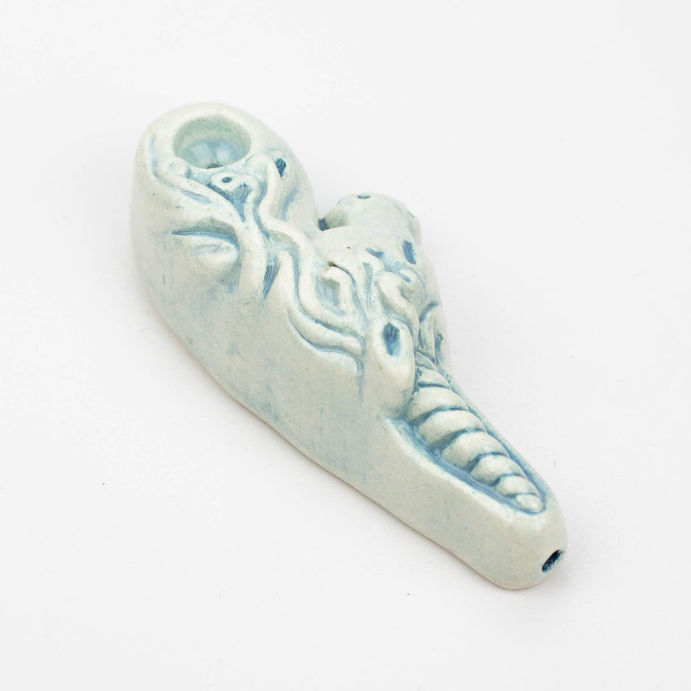 Handmade ceramic smoking pipe unicorn – Mile High Glass Pipes