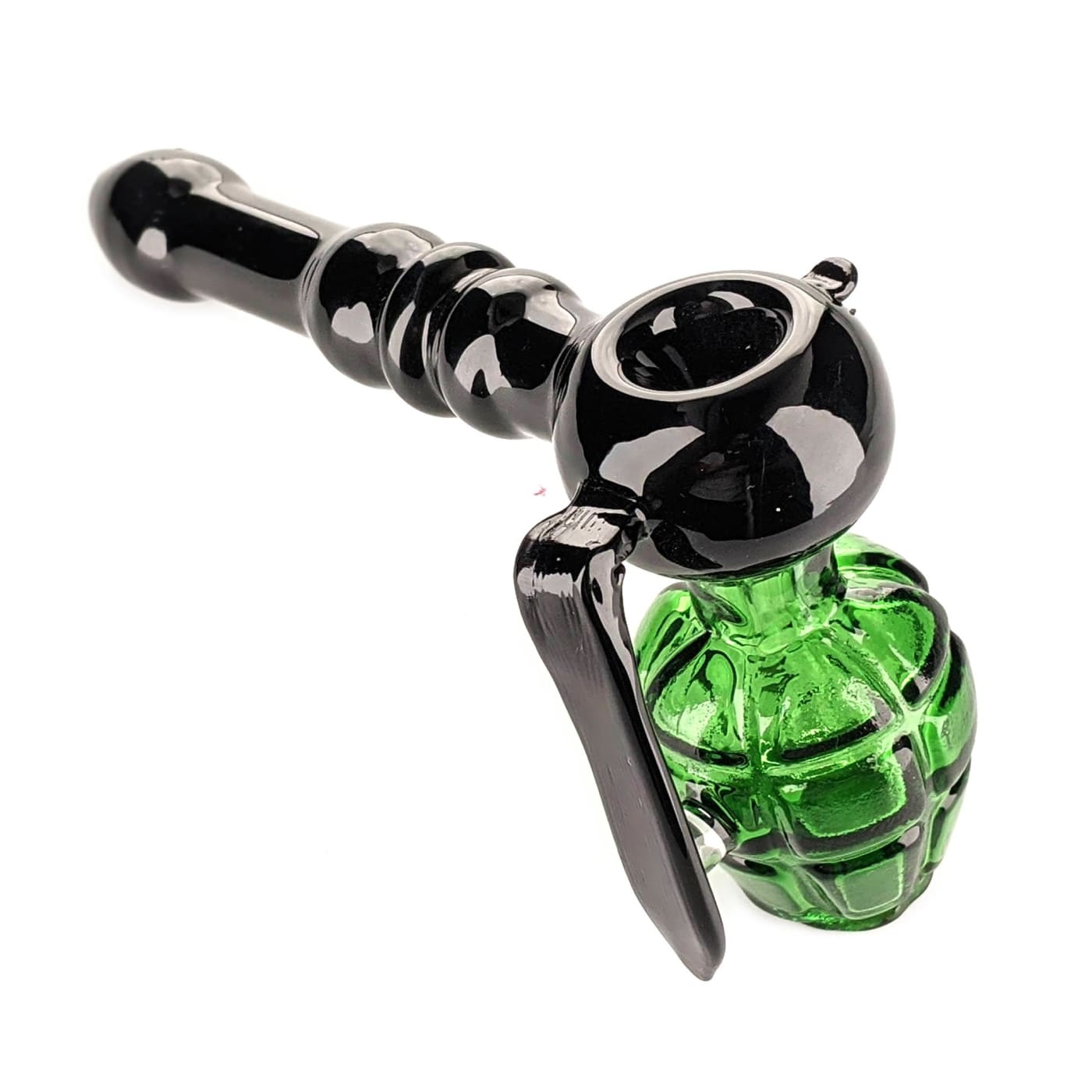 Eye-catching Grenade Bubbler Glass Pipe With Black Glass Pin – MHGP