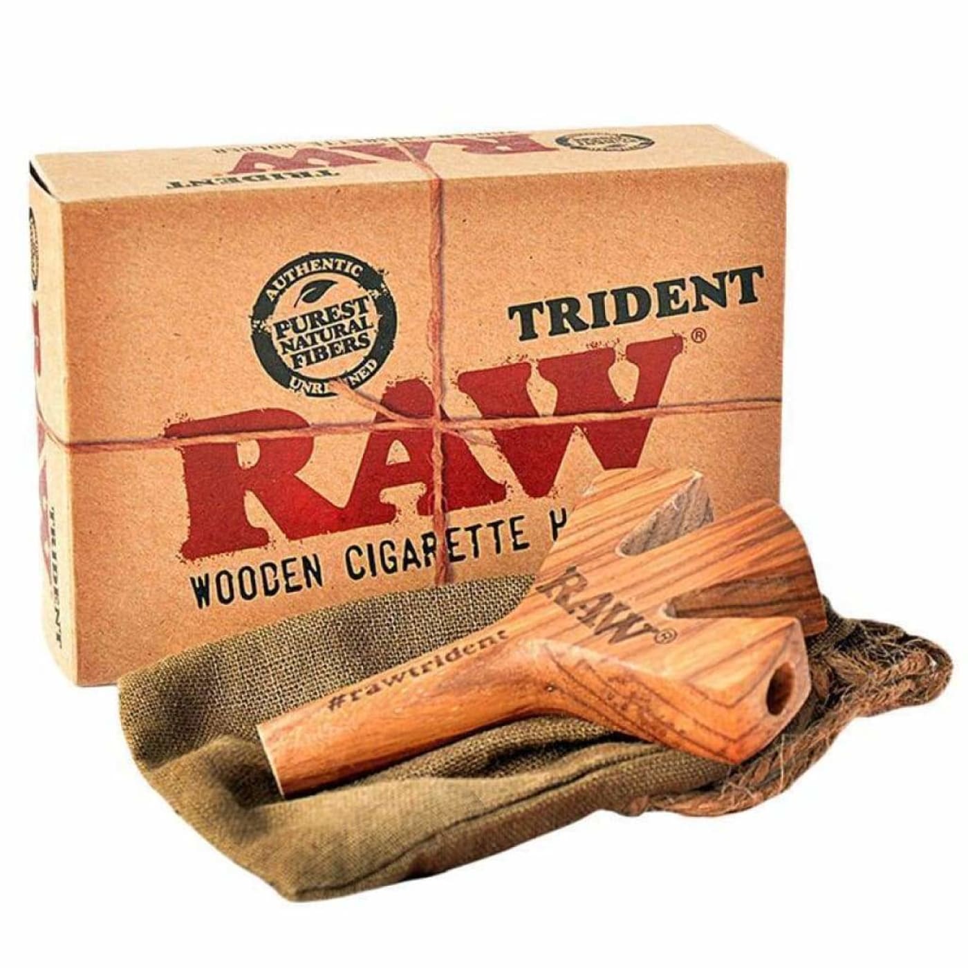 Raw Wooden Trident Holds Three Hand Rolls or Pre Rolled Cones – MHGP
