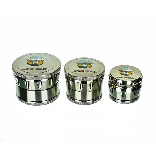 Magnetic Metal Grinder with Plastic Kief Scraping Tool 4 Piece Silver ...